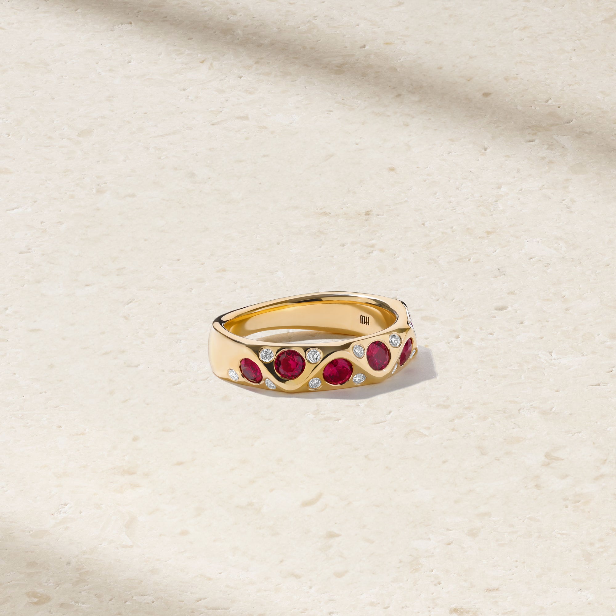 Sculpted Ruby and Diamond Wave Ring – Mark Henry Jewelry